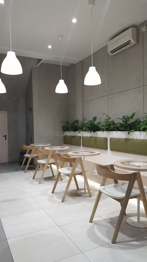 Interior Cafe Design Chair Desk Stock Image - Image of chair, design ...