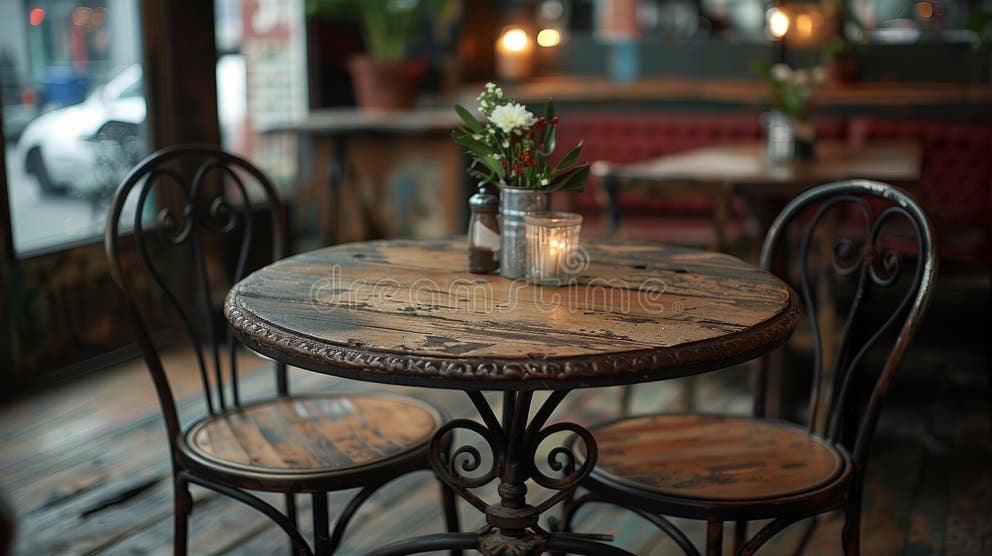 Interior of a Cafe with Empty Table and Chairs Stock Photo - Image of ...