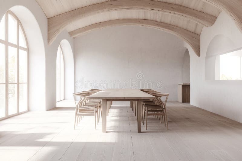 An Interior of the Cafeteria is Stylish, with Chairs and Tables Next To ...