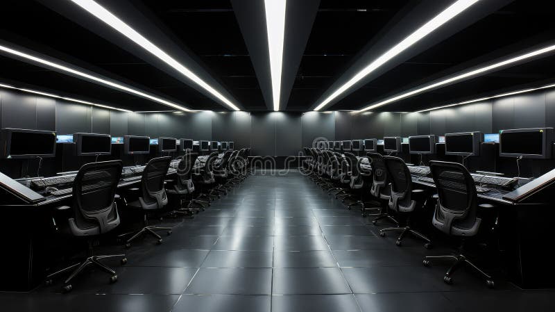 Interior call center black stock illustration. Illustration of matte ...