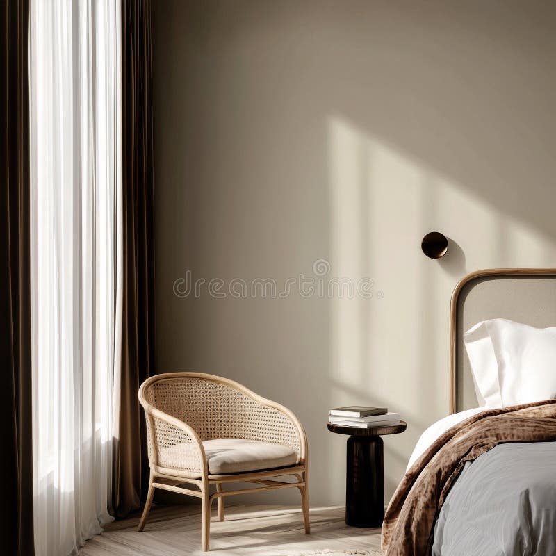 Interior in a Calm Mid-century Modern Style, Bedroom Interior Stock ...