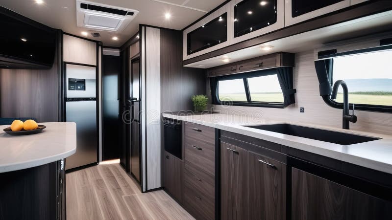 Interior of a Camper Car. View from the Inside Stock Illustration ...