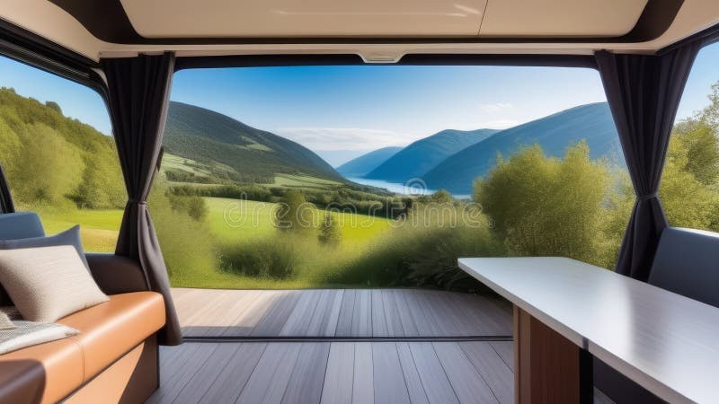 Interior of a Camper Car. View from the Inside Stock Illustration ...