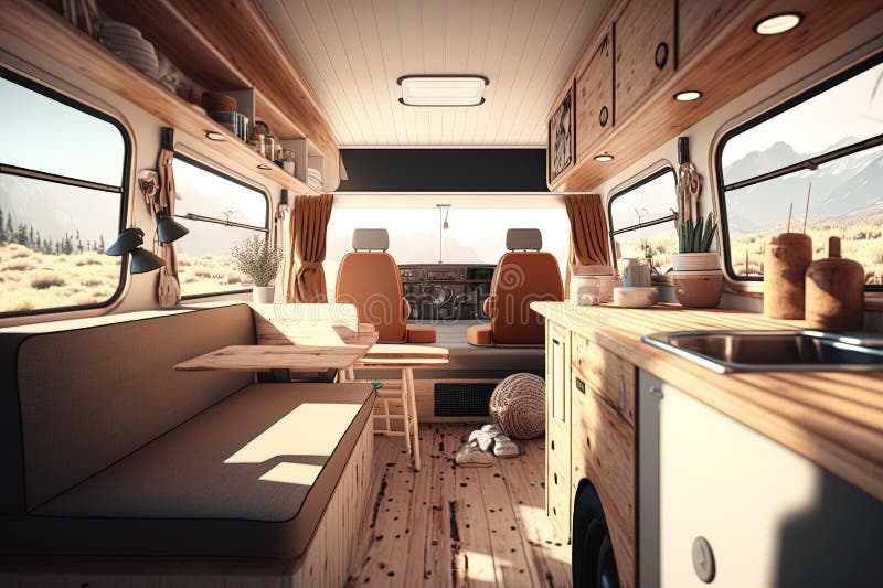 Interior of a Camper Van, AI Generative Stock Illustration ...