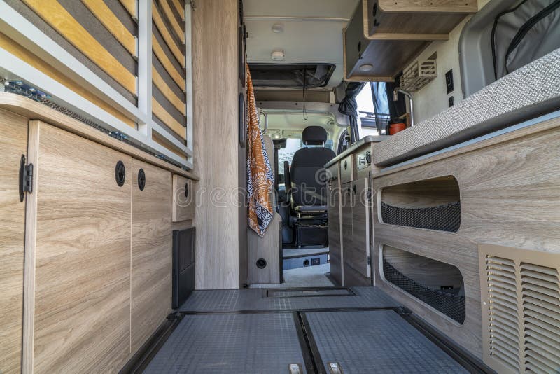 Interior of camper van stock photo. Image of recreation - 256059018