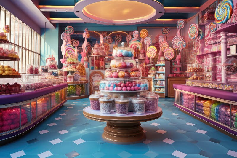 Interior of Candy Shop with Different Sweets. Generative Ai Stock ...