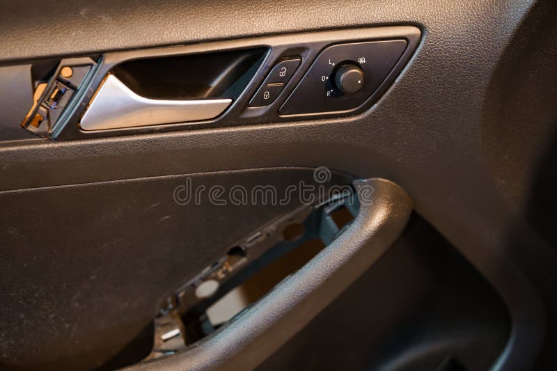 Interior Car Door Handle and Control Panel Close-Up Stock Photo - Image ...