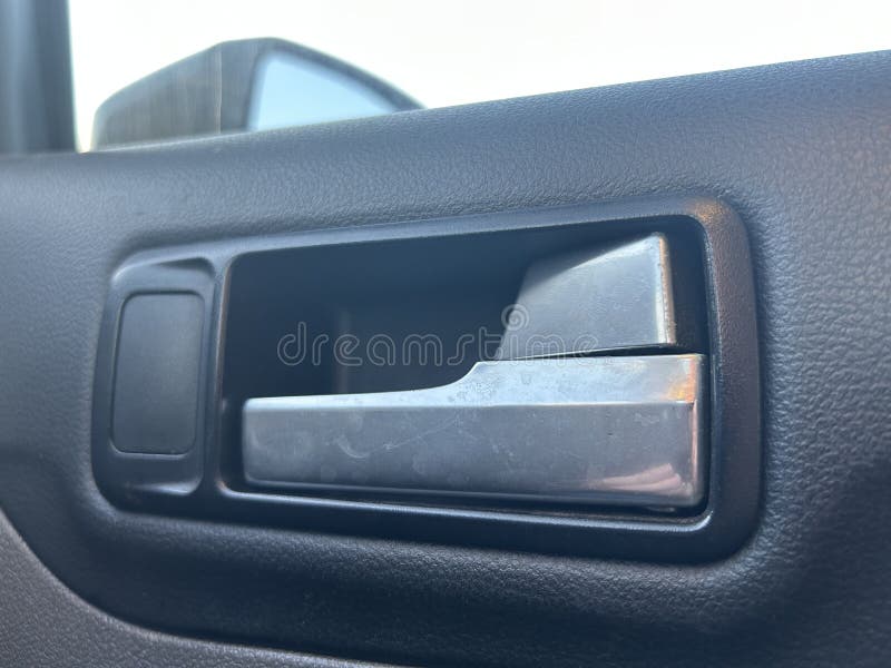 Interior Car Door Handle with Lock Engaged Stock Photo - Image of ...