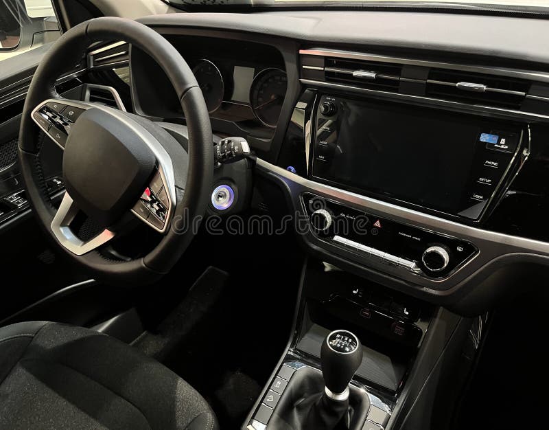 Interior of the Car Interior. Steering Wheel, Dashboard, Computer ...