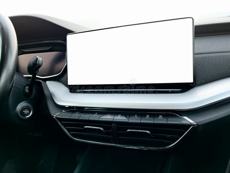 The Interior of the Car. Car-mounted Tablet with Mockup Stock Photo ...