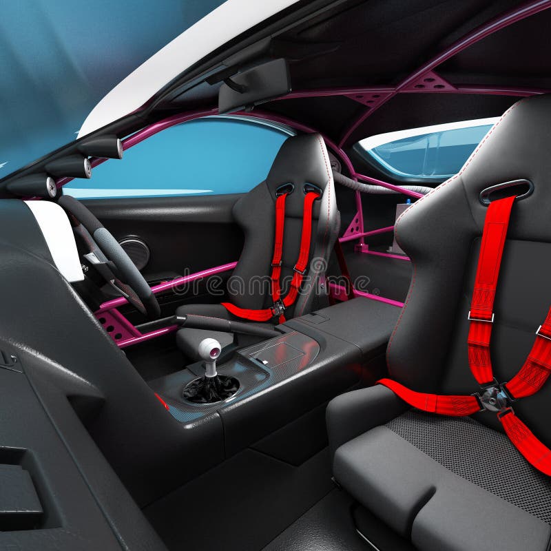 The Interior of the Car for Racing. Executed Elements and Safety Nodes ...