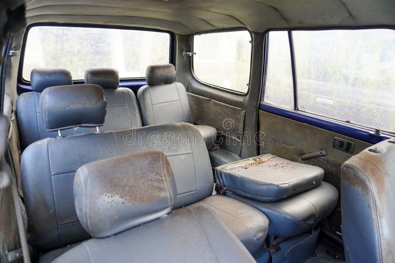 The Interior of the Car S Old and Damaged Interior Was Left Dusting and ...