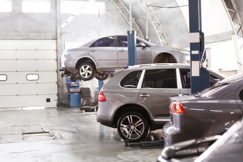 Interior of Car Service Center with Automobiles Stock Photo - Image of ...