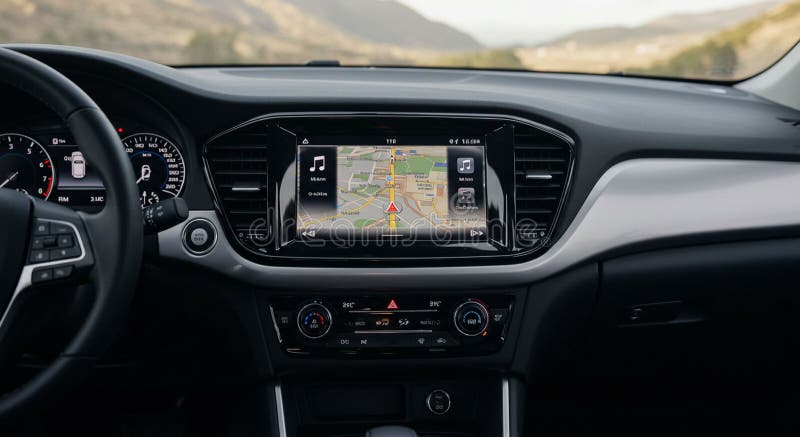 Interior of a Car Showcasing the Dashboard and Center Console. a ...