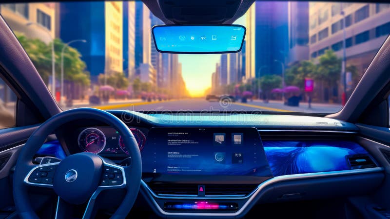 The Interior of Car with View of City from the Driver S Seat ...