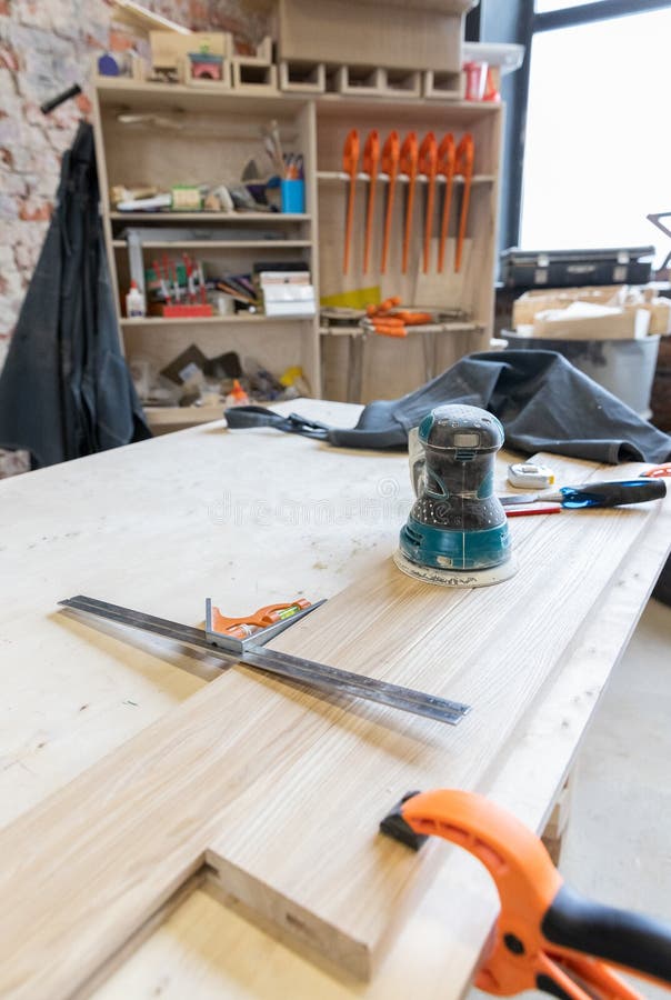 An Interior of Carpentry Workshop. Stock Image - Image of tools ...