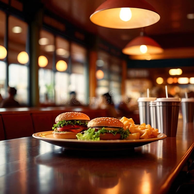 Interior of Casual Fast Service Restaurant Dining Area, Indoor ...