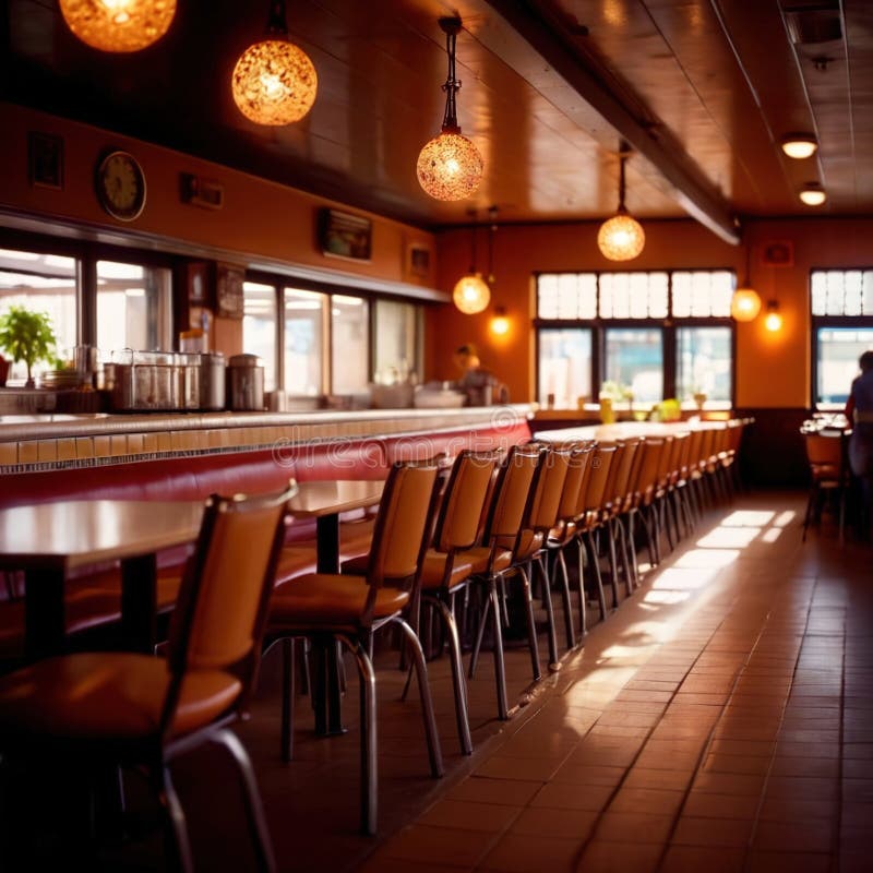 Interior of Casual Fast Service Restaurant Dining Area, Indoor ...