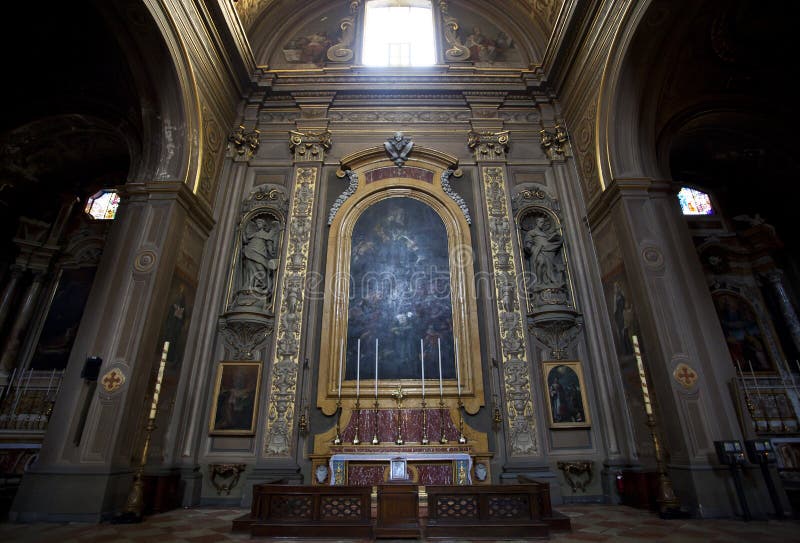 Interior at Cathedral in Ferrara City, Italy Stock Photo - Image of ...