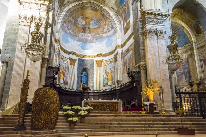 Interior of the Cathedral of Santa Agatha - Catania, Sicily, Italy ...