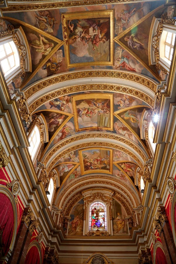 Interior of Cathedral in Malta Stock Photo - Image of valetta, prayer ...