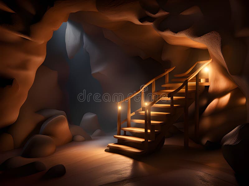Interior of the cave stock illustration. Illustration of staircase ...