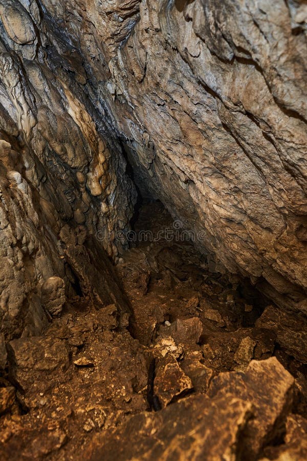 Interior of a Cave with Speleothemes Stock Photo - Image of dark ...