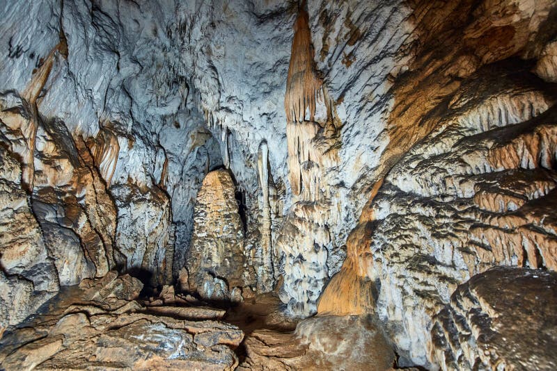 Cave Interior in a Limestone Mountain Stock Photo - Image of mineral ...