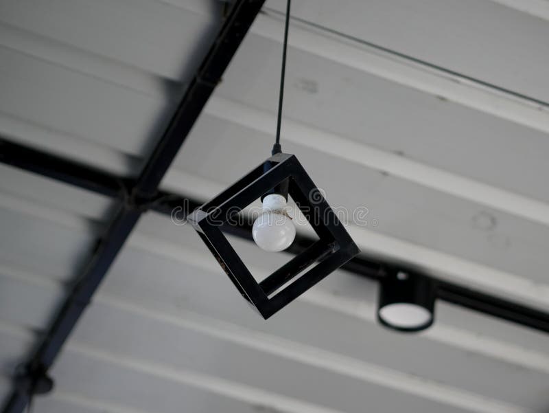 Interior Ceiling Lights Geometric Shapes Stock Photo - Image of bulb ...