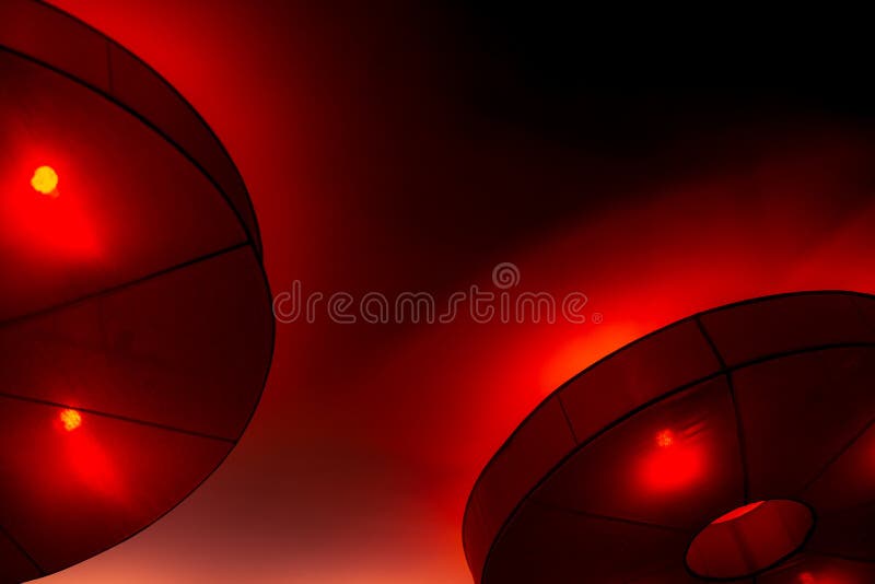 Interior Ceiling Red Lights on Dark Background at Night. Interior ...