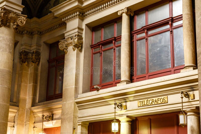 Interior of the Central Post Office in Barcelona, Catalonia, Spain ...