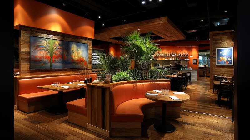 The Interior of a Chic Restaurant. Stock Illustration - Illustration of ...