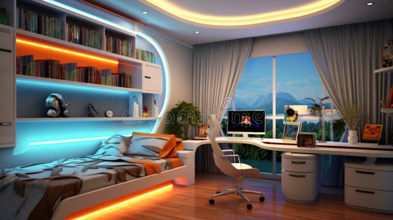 Interior of a Children S Room in Modern Style with Soft Led Backlight ...