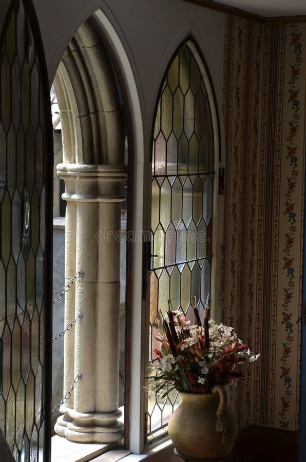 Interior of a Church with Arched Windows Stock Image - Image of ...