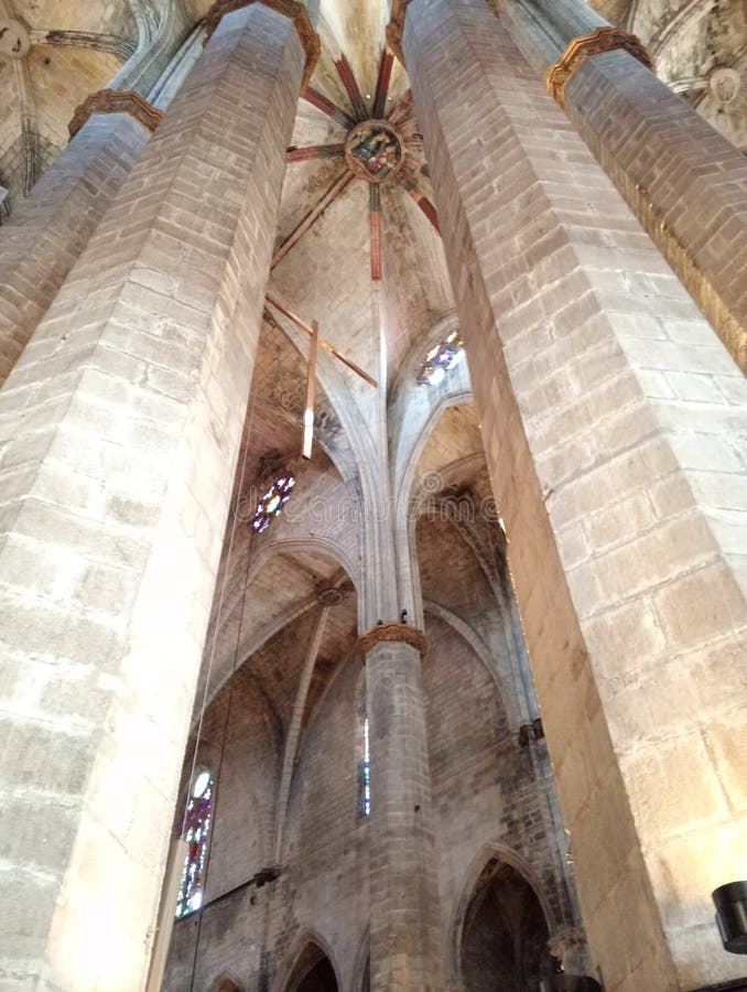 Interior of a Church in Barcelona in Spain. Religion Building Stock ...