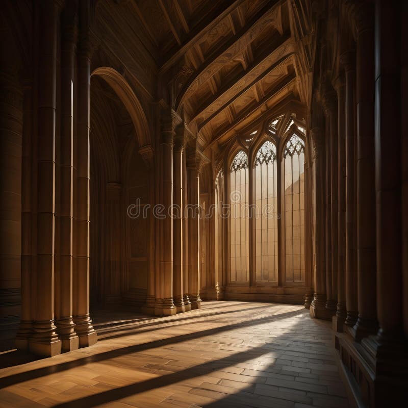 Interior of a Church with Columns and Sunlight. Generative Ai Stock ...