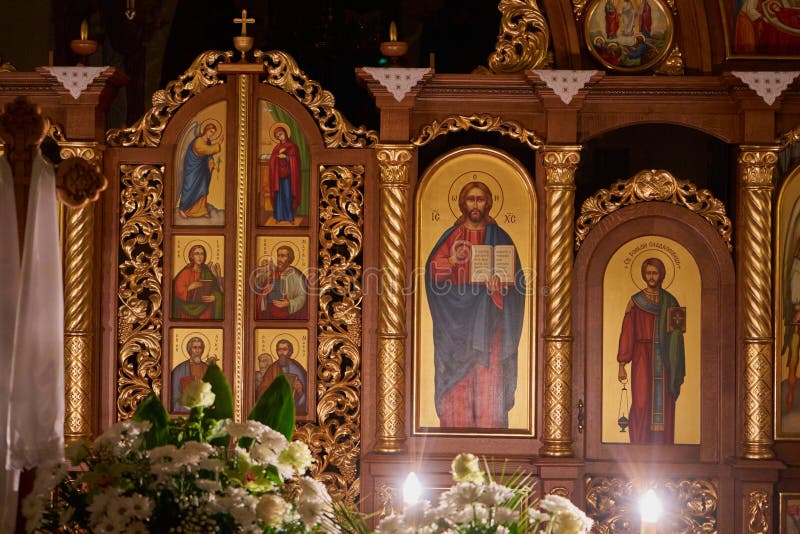 Interior of the Church at Night,Church Interior at Night,illuminated ...
