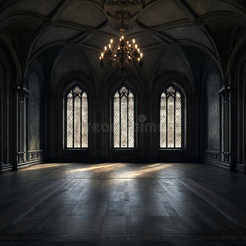 Interior of a Church with Stained Glass Windows. 3D Rendering Stock ...