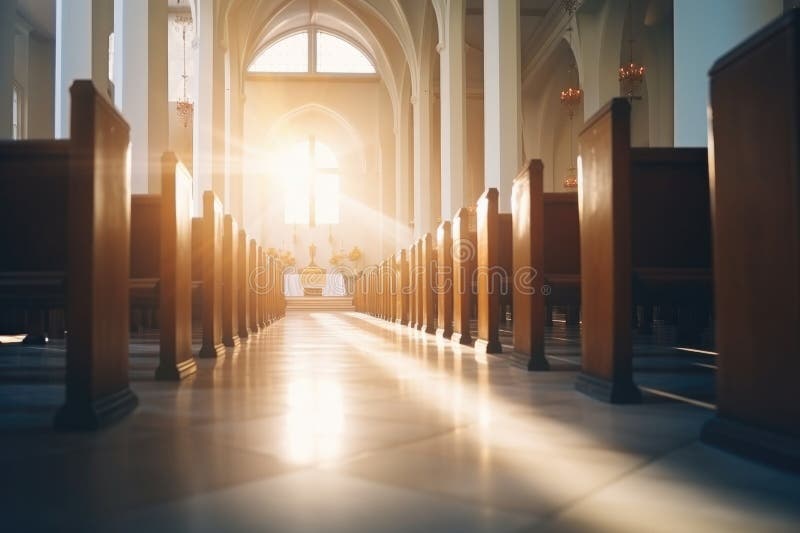 Interior of a Church with Sunlight Passing through the Windows ...