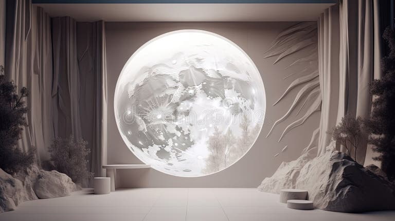 Interior with Circular Architecture Form in 3D Style. Abstract Room ...