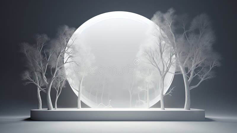 Interior with Circular Architecture Form in 3D Style. Abstract Room ...