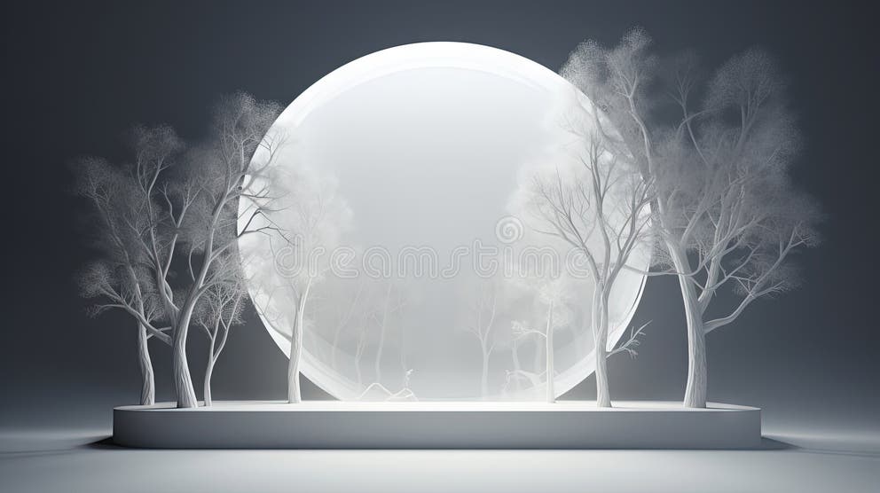 Interior with Circular Architecture Form in 3D Style. Abstract Room ...