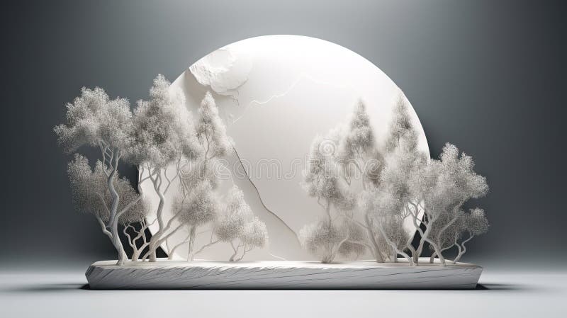 Interior with Circular Architecture Form in 3D Style. Abstract Room ...