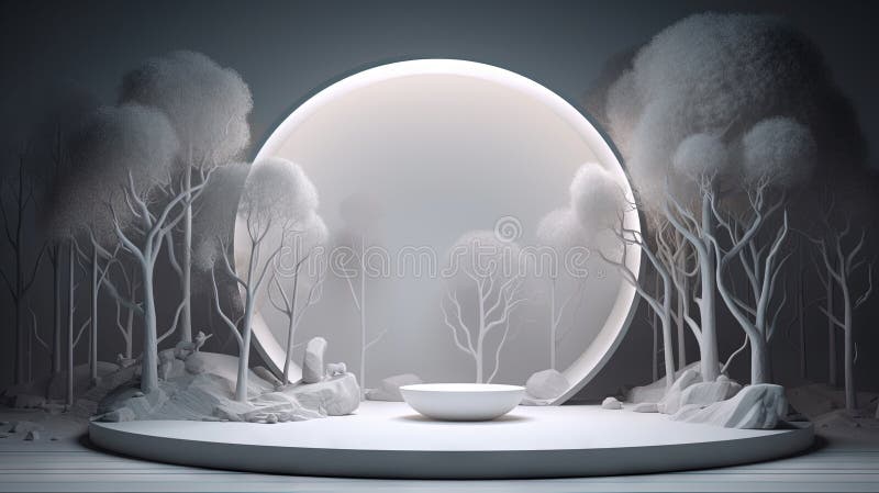 Interior with Circular Architecture Form in 3D Style. Abstract Room ...