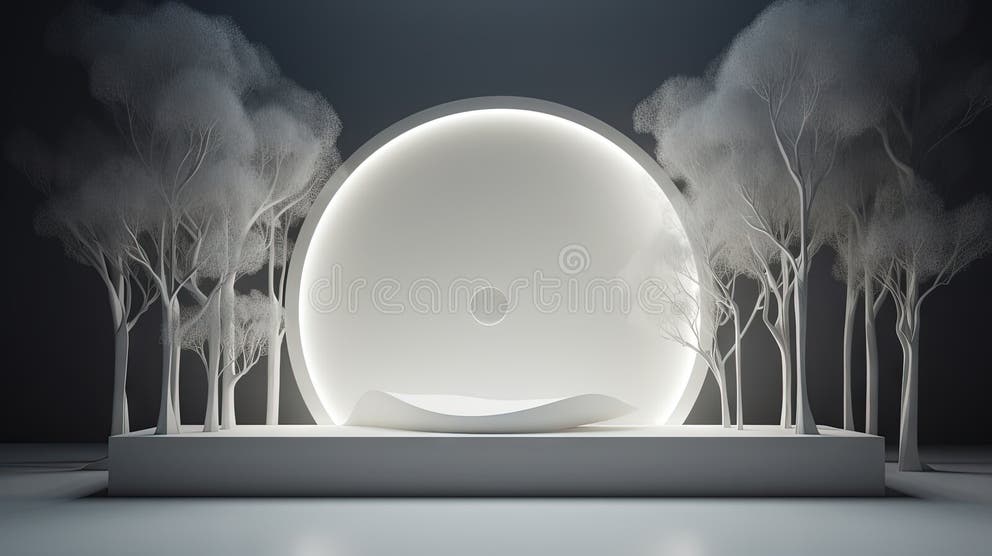 Interior with Circular Architecture Form in 3D Style. Abstract Room ...