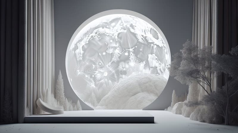 Interior with Circular Architecture Form in 3D Style. Abstract Room ...