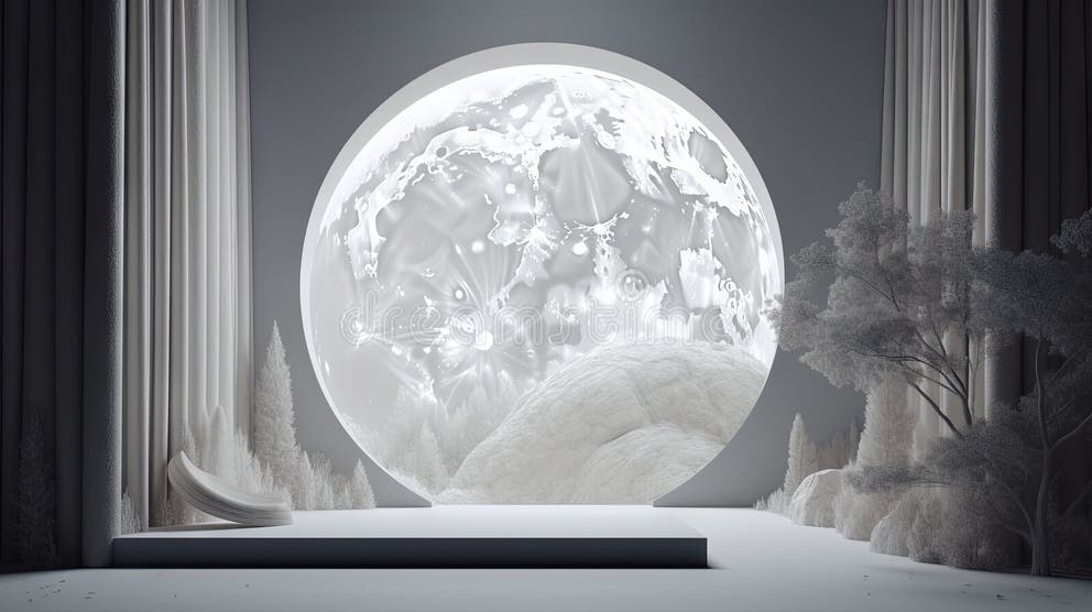 Interior with Circular Architecture Form in 3D Style. Abstract Room ...