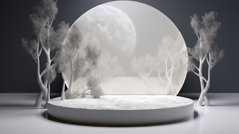 Interior with Circular Architecture Form in 3D Style. Abstract Room ...