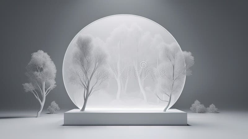 Interior with Circular Architecture Form in 3D Style. Abstract Room ...