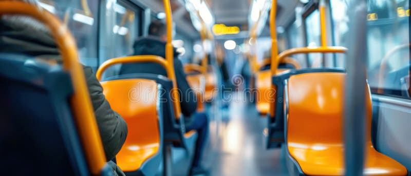 Interior of a City Bus with Passengers. Generative Ai Stock ...